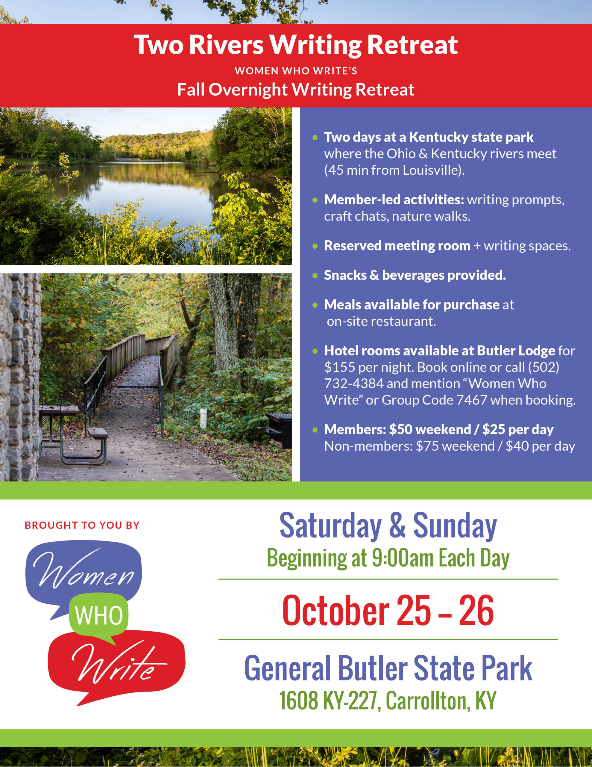 Two Rivers Writing Retreat at General Butler State Park — Oct. 25–26 ...